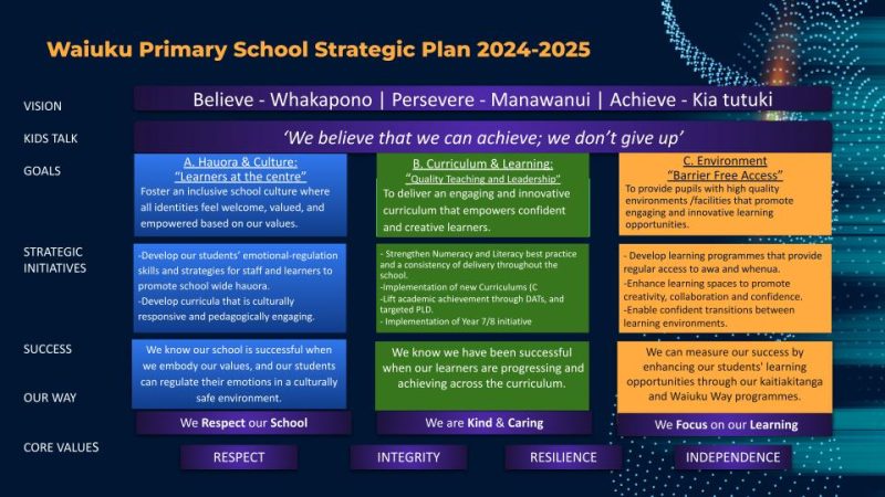 Strategic Plan 2024 to 2025 - Waiuku Primary School